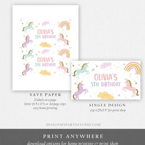 Editable Unicorn Birthday Party Gable Box Favor Label Magical Unicorn ...