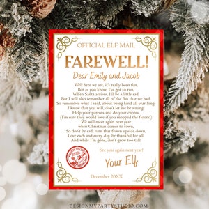 Editable Elf Farewell Letter Departure Letter Christmas Goodbye From ...