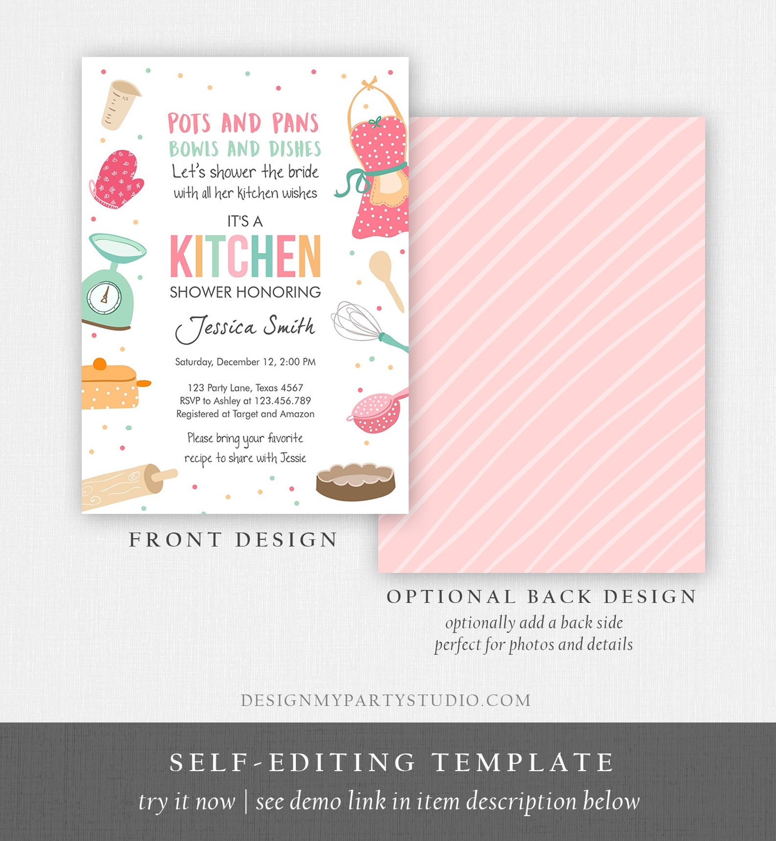 Editable Stock the Kitchen Bridal Shower Invitation Cooking - Etsy