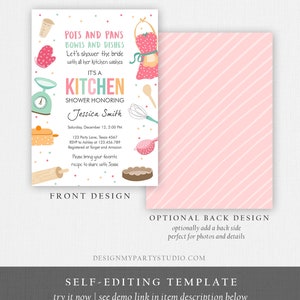 Editable Stock the Kitchen Bridal Shower Invitation Cooking Kitchen ...