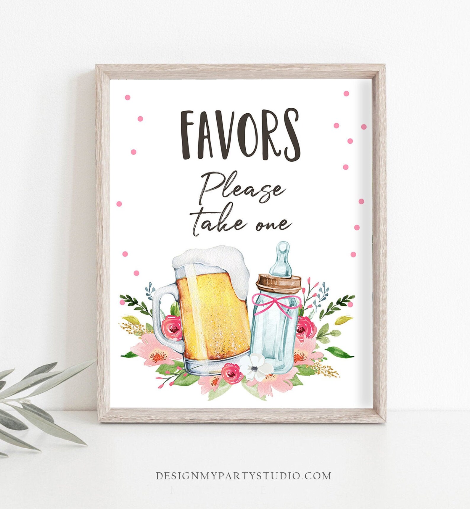 Party Favors Sign Table Decor Baby is Brewing Sign Gift Table Bottles ...