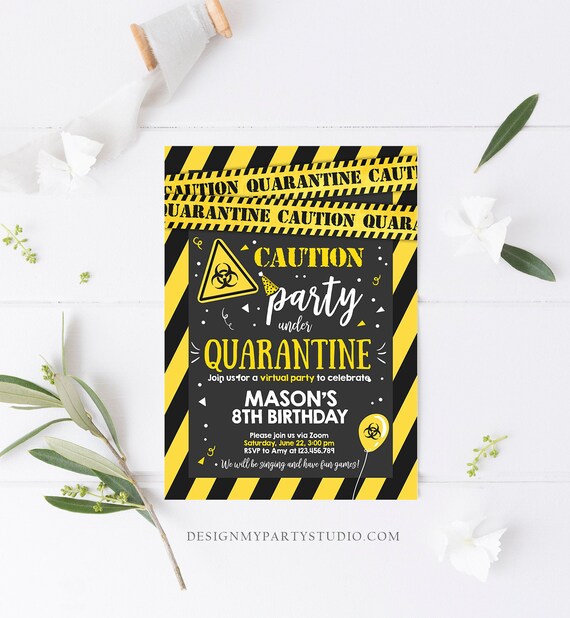 Editable Quarantine Birthday Invitation Virtual Party Quarantine ...