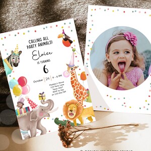 Editable Calling All Party Animals Birthday Invitation Wild One Jungle ...
