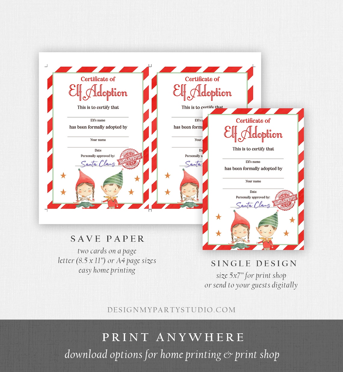 Editable Elf Adoption Certificate Adopt an Elf Letter Elf - Etsy Canada