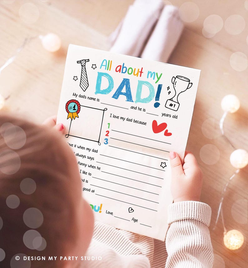 All About My Dad Fathers Day Gift Father's Day Craft Card for Dad ...