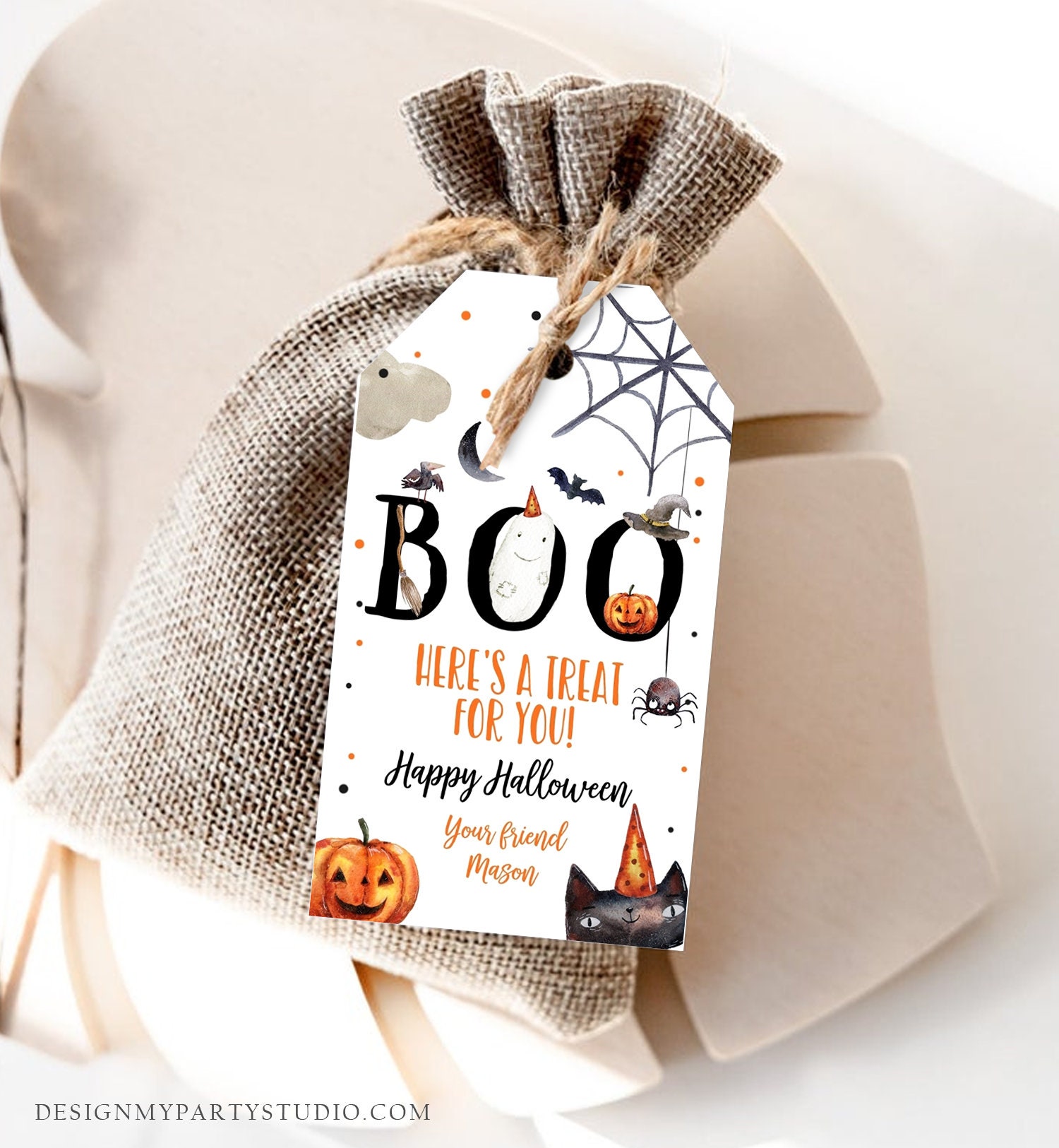 Editable Halloween Favor Tags Boo Gift Tags Costume Party Trick or ...