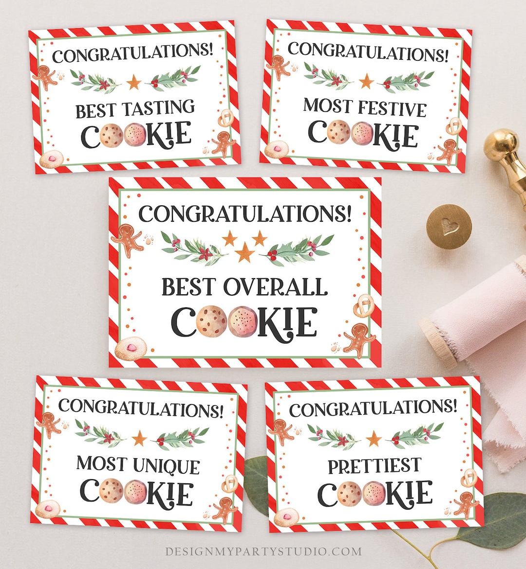 Editable Cookie Award Certificates Voting Awards Cookie Voting Cards ...
