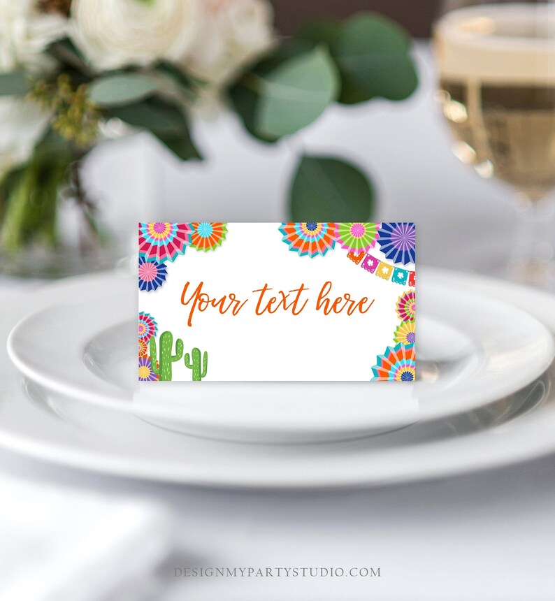Editable Fiesta Cactus Food Labels Fiesta Party Place Card | Etsy