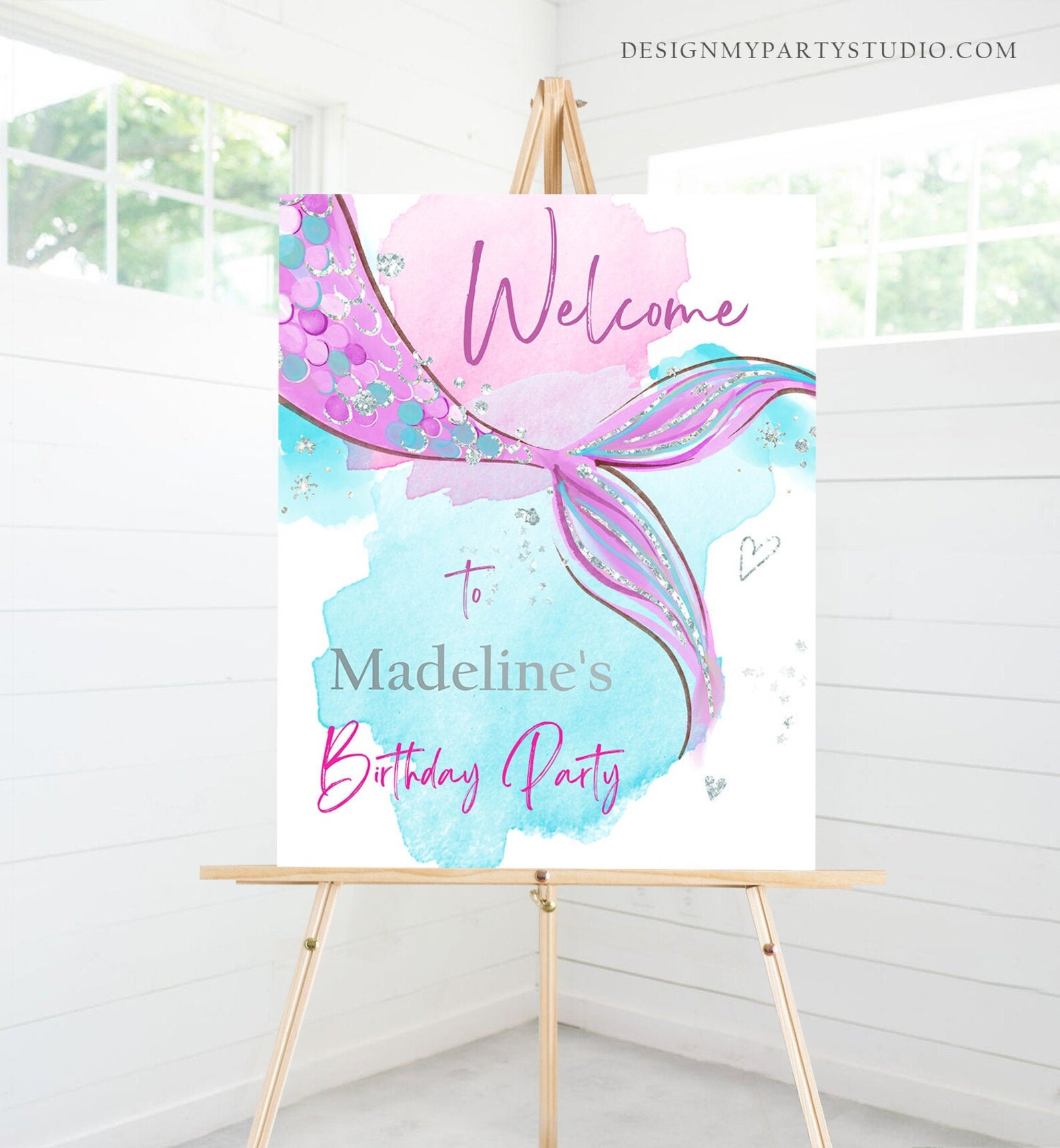 Editable Mermaid Welcome Sign Mermaid Birthday Sign Mermaid Tail ...
