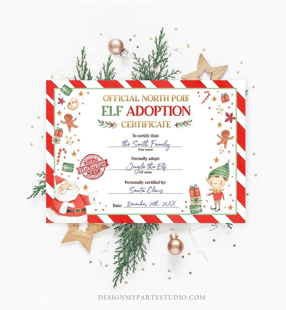 Editable Elf Adoption Certificate Adopt an Elf Letter Elf Activity ...