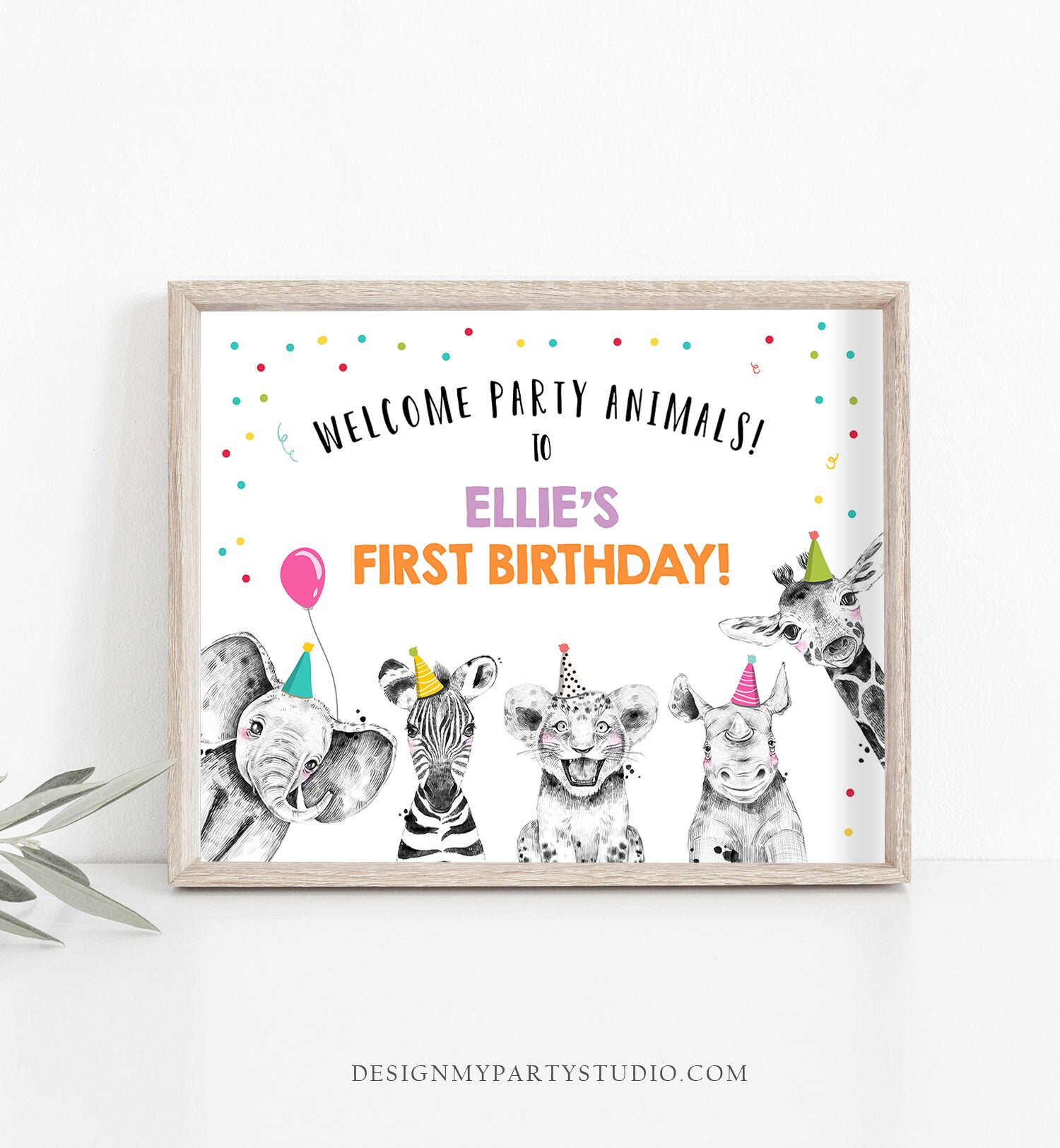 Editable Party Animals Welcome Sign Party Animal Sign Zoo | Etsy