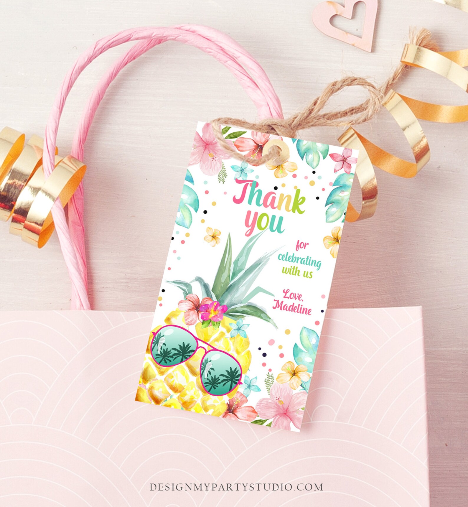 Editable Tropical Aloha Hawaiian Favor Tag Luau Birthday Party ...