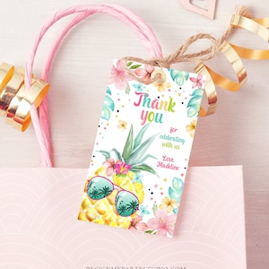 Editable Tropical Aloha Hawaiian Favor Tag Luau Birthday Party ...