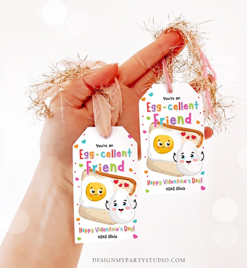 Editable You're an Egg-cellent Friend Valentines Day Gift Tag Valentine ...