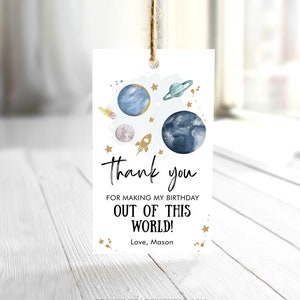 Editable Outer Space Favor Tags Space Birthday Thank You Label Galaxy ...