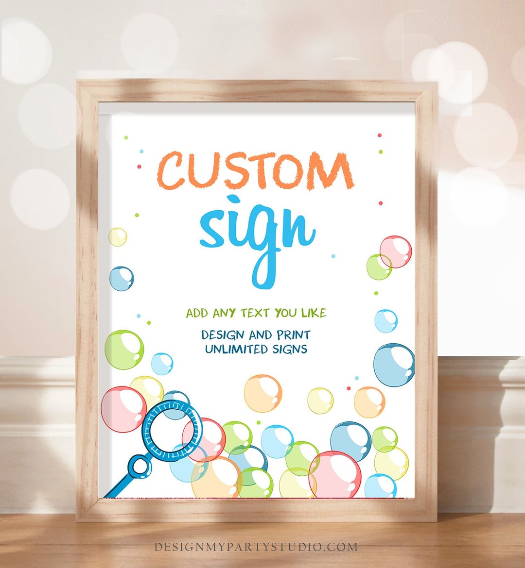 Editable Custom Sign Bubbles Birthday Sign Boy Bubble Birthday Bubble ...