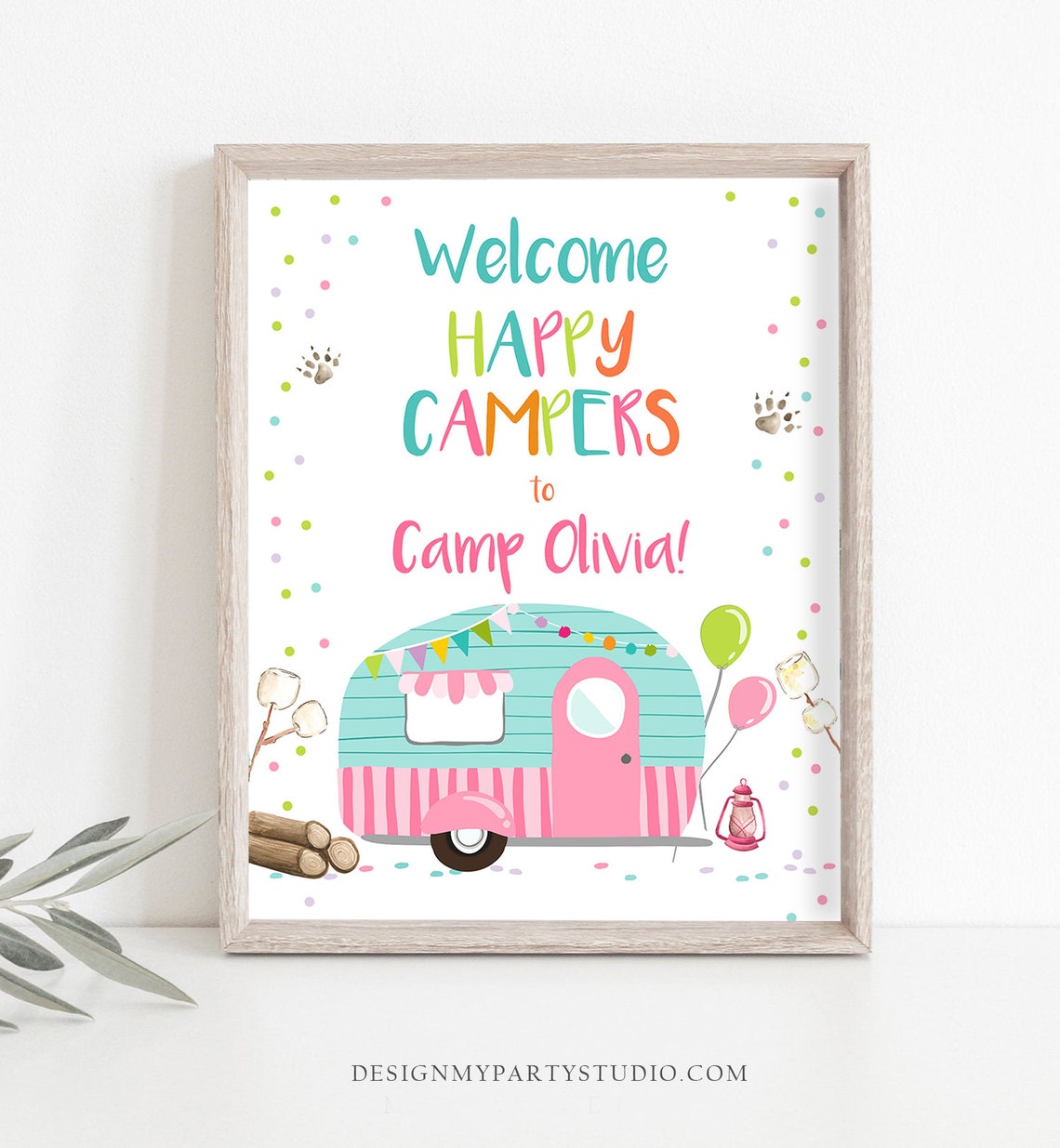 Editable Happy Camper Welcome Sign Camp Birthday Party Girl - Etsy