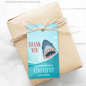 Editable Shark Birthday Favor Tags Shark Favors Thank You Tags ...