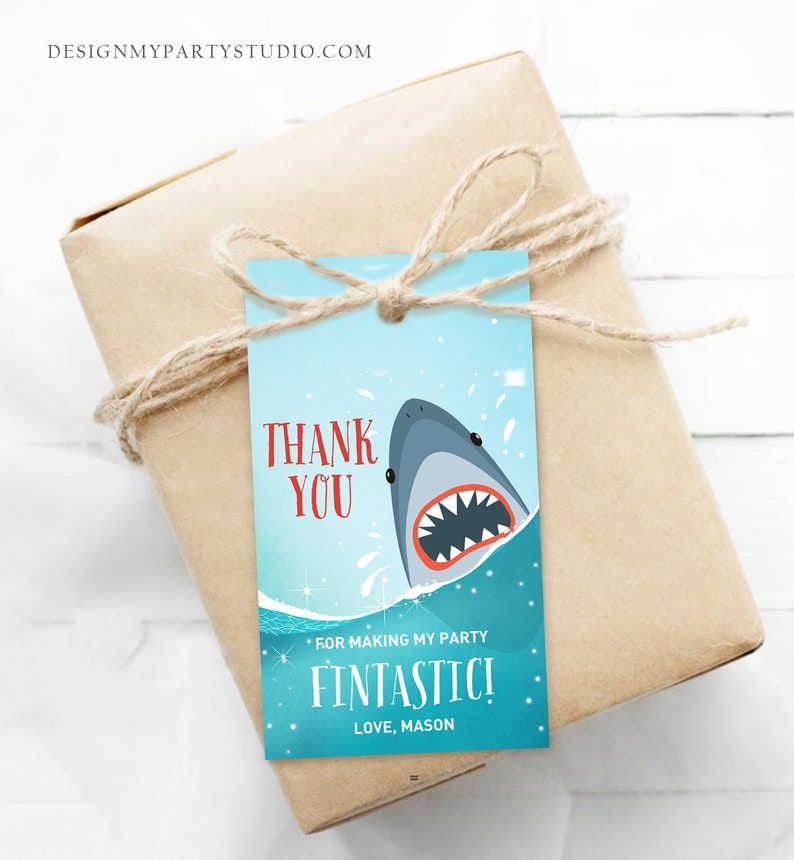 Editable Shark Birthday Favor Tags Shark Favors Thank You Tags ...
