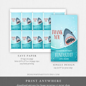 Editable Shark Birthday Favor Tags Shark Favors Thank You Tags ...