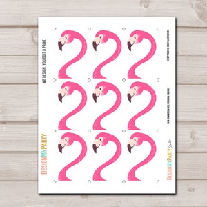 Flamingo Cupcake Toppers Favor Tags Birthday Party Decoration Pink ...