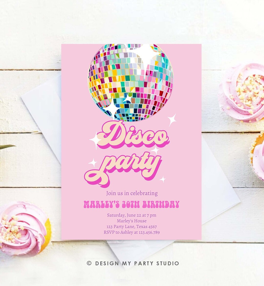 Editable Disco Birthday Party Invitation Disco Party Birthday Adult Let ...
