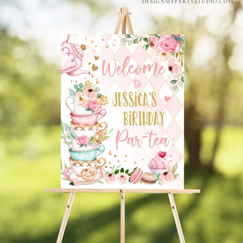 Editable Birthday Tea Party Welcome Sign Birthday Par-tea - Etsy