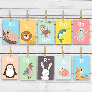 Animal Alphabet Card Set Alphabet Flash Cards Abc Nursery Wall Cards ...