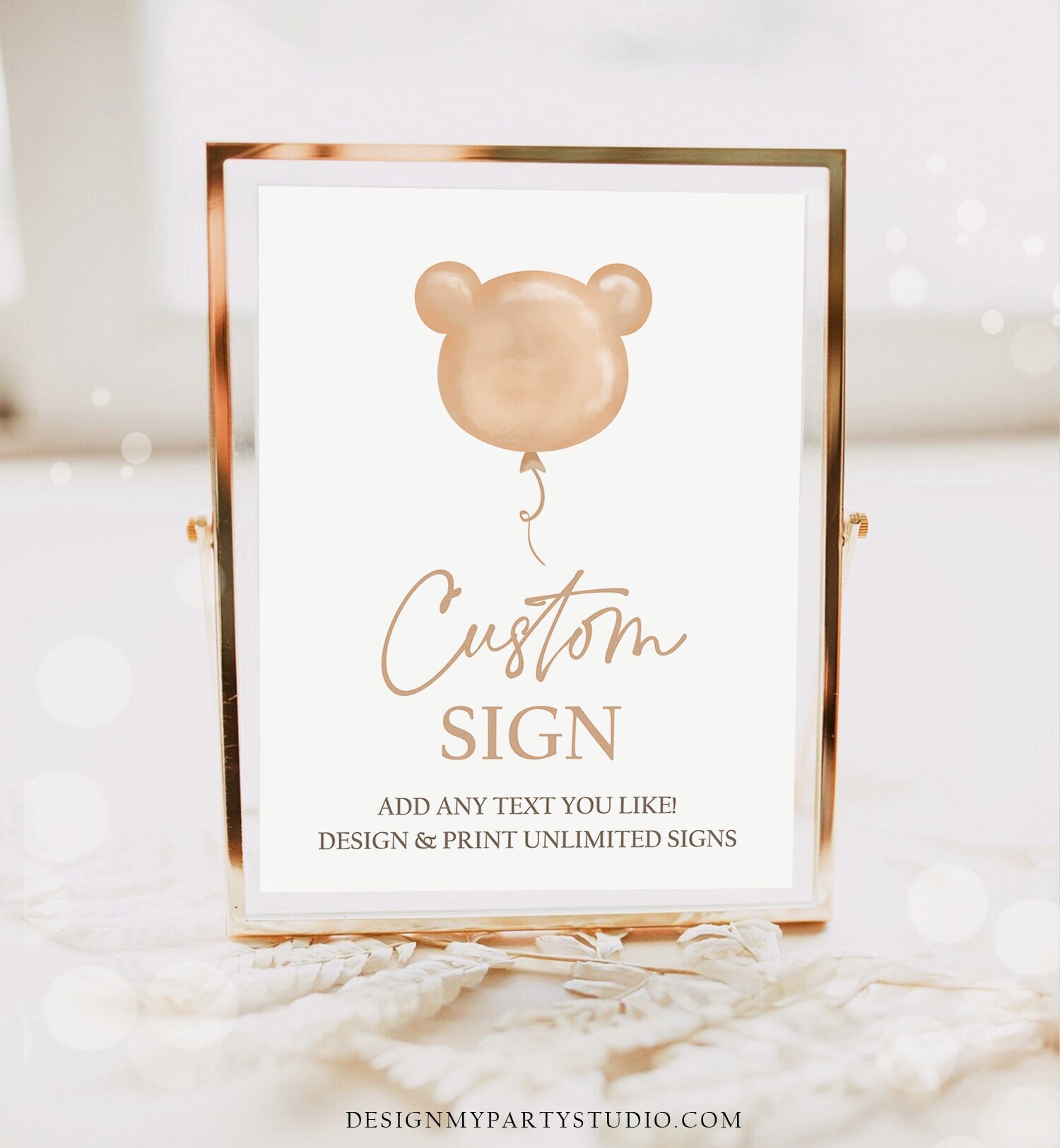 Editable Teddy Bear Custom Sign Birthday Bear Baby Shower Bearly Wait ...