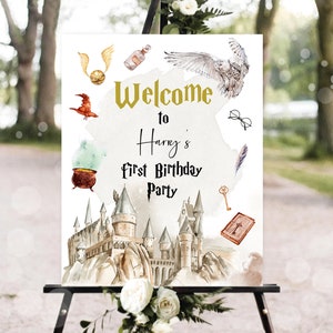 Editable Wizard Birthday Welcome Sign Boy Magic School Birthday Welcome ...
