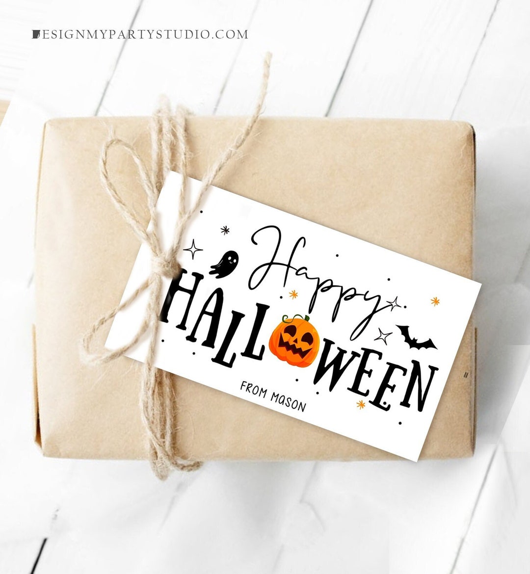 Editable Happy Halloween Gift Tag Trick or Treat Favor Tag Ghost ...