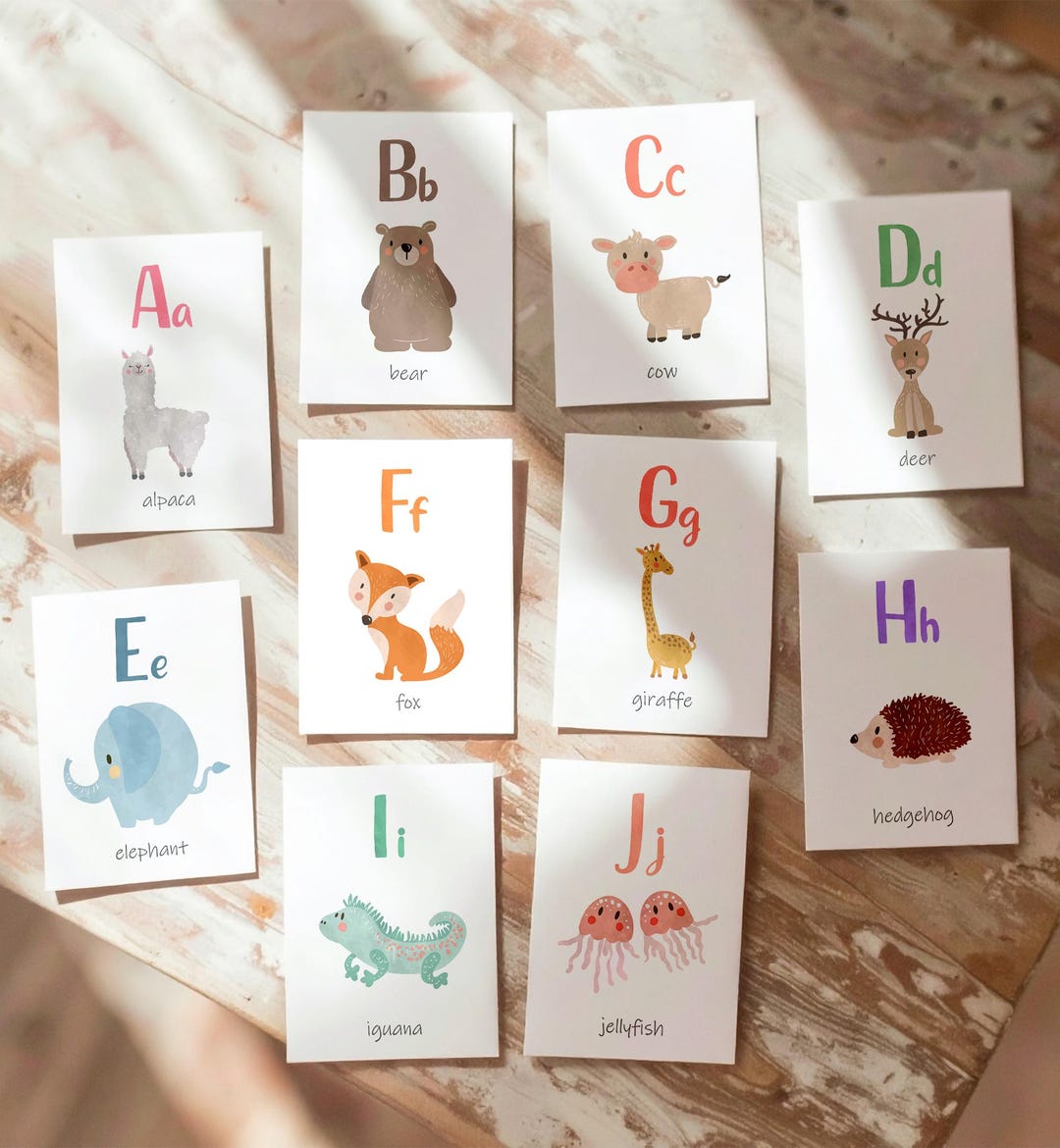 ABC Animals Flash Cards Alphabet Educational Learn Abcs Kids Rainbow ...