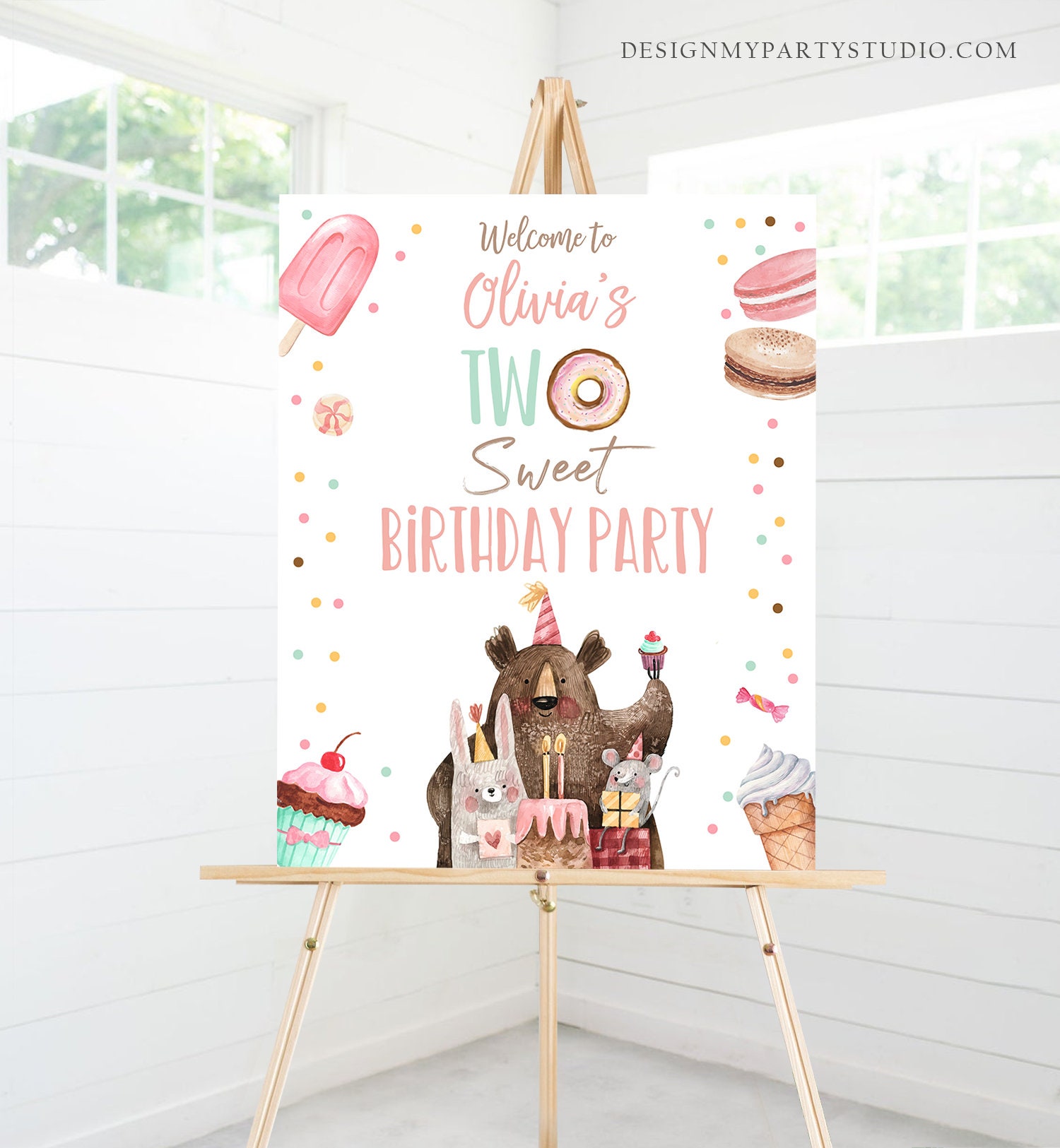 Editable Two Sweet Birthday Welcome Sign Donut Birthday - Etsy