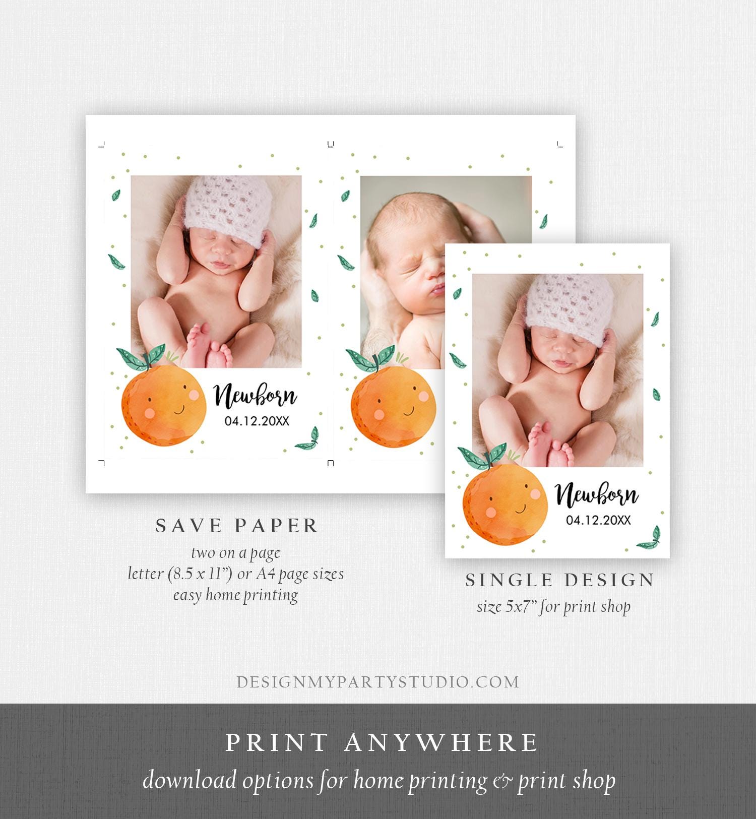 Editable Little Cutie Monthly Photo Banner Boy Girl Birthday Oranges ...