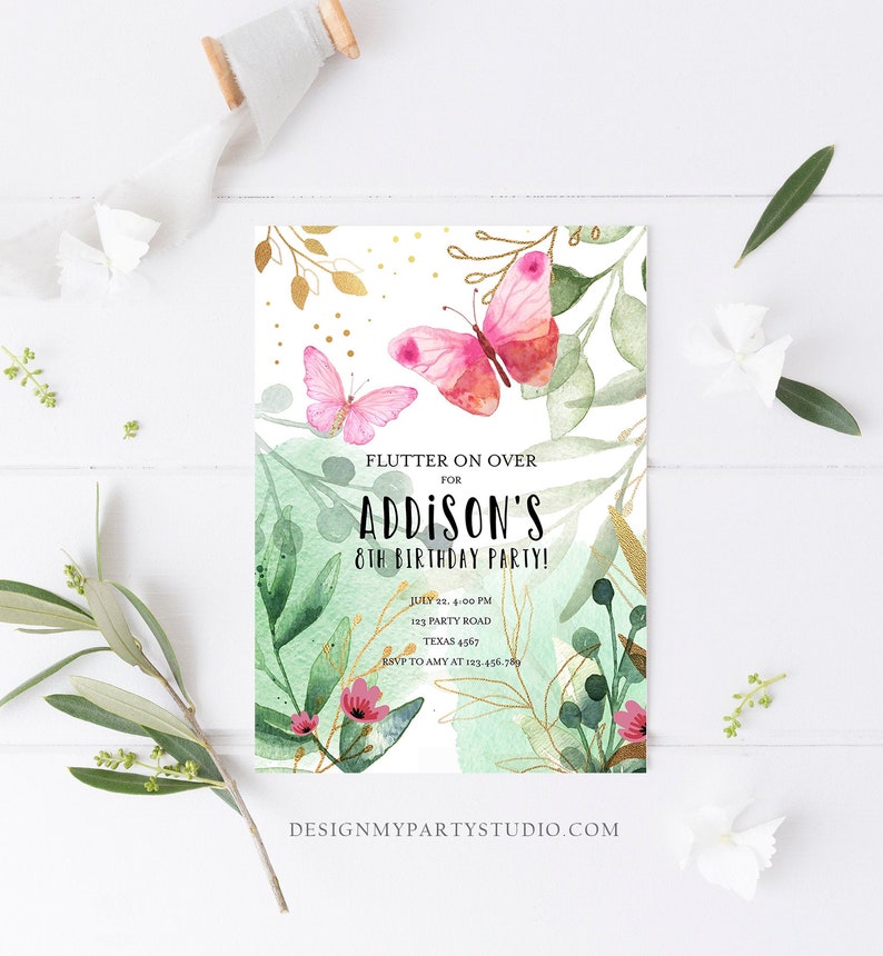 Editable Butterfly Birthday Invitation Butterfly Invitation - Etsy
