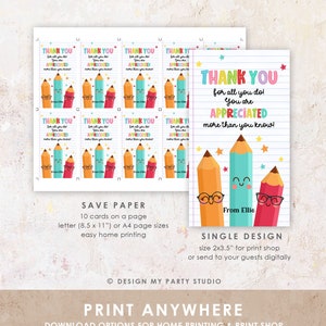 Editable Teacher Appreciation Tag Teacher Tag Thank You Gift Tag End of ...