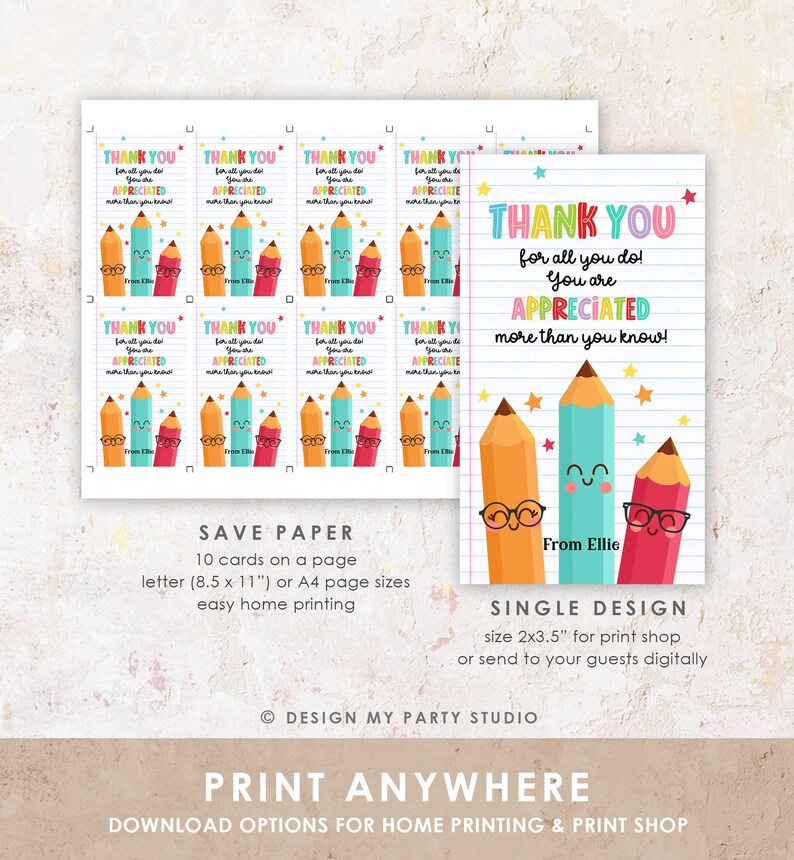 Editable Teacher Appreciation Tag Teacher Tag Thank You Gift Tag End of ...