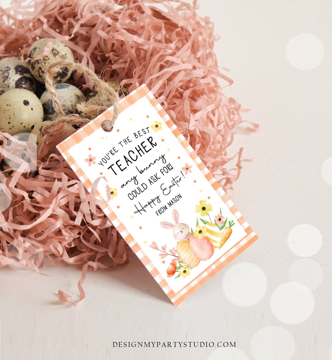 Editable Teacher Gift Tags Easter You're the Best Teacher - Etsy
