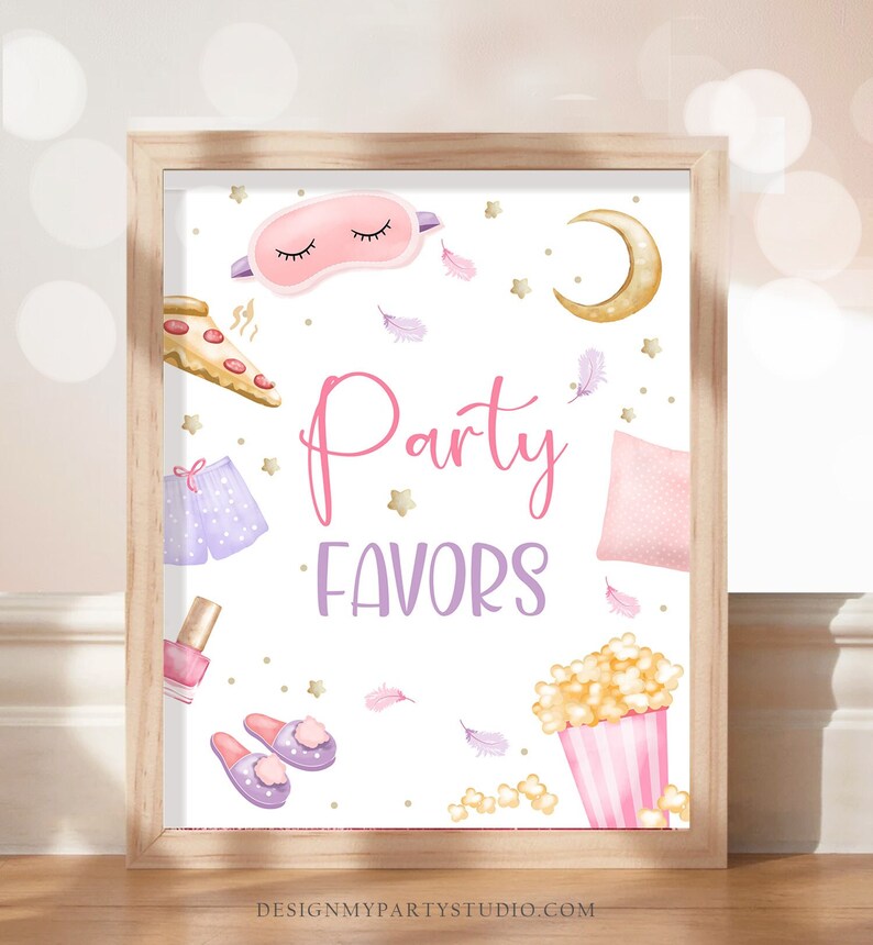 Party Favors Sign Sleepover Birthday Sign Slumber Party Decor - Etsy