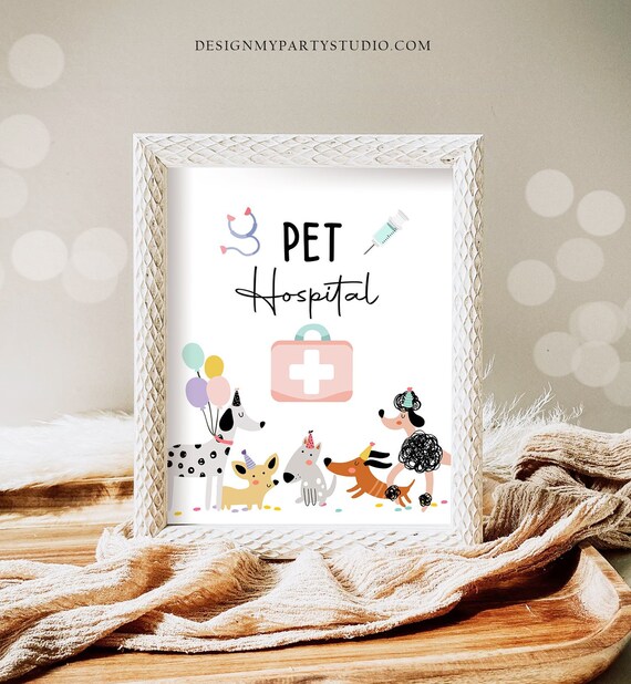 Pet Hospital Sign Puppy Birthday Sign Table Decor Dog Birthday Party ...