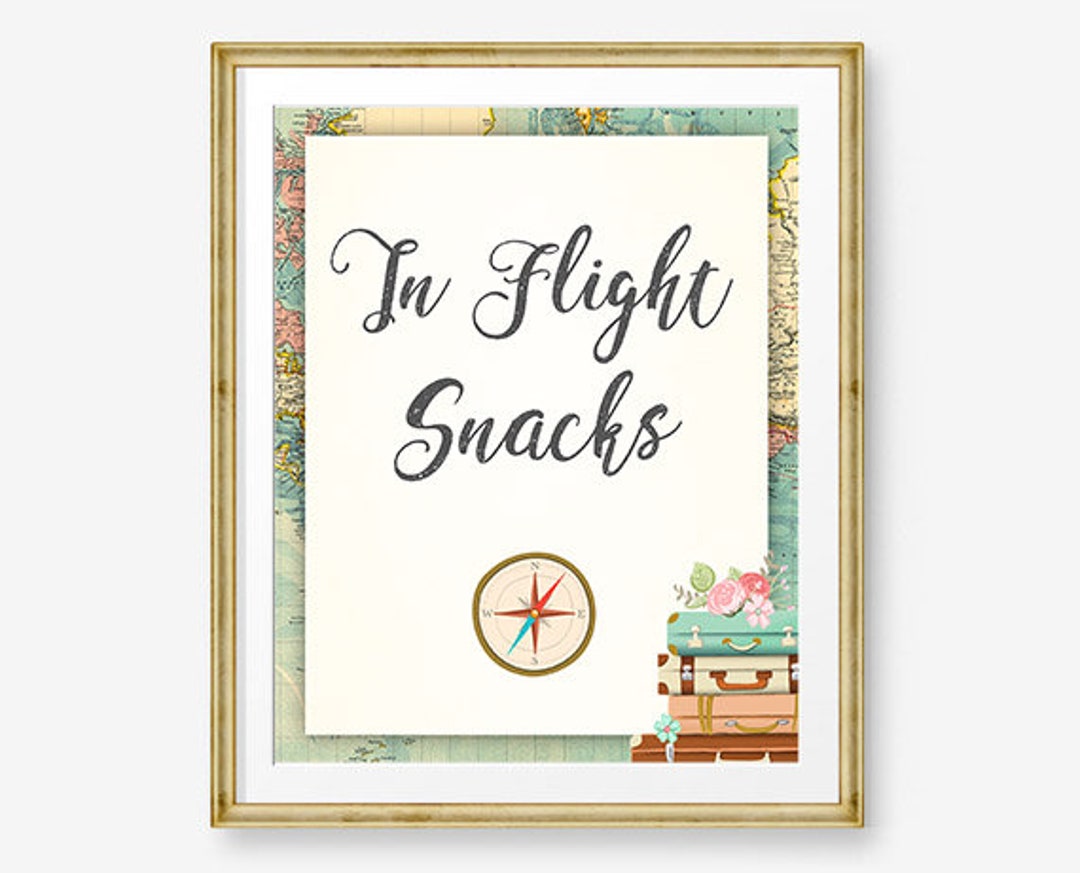 In-flight Snacks Sign Travel Adventure Bridal Shower Wedding Birthday ...
