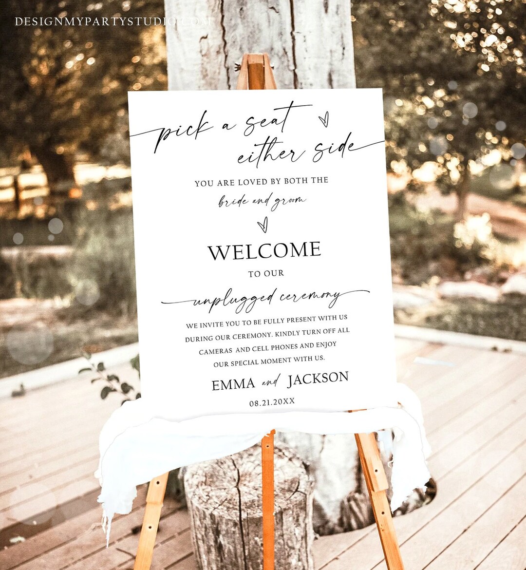 Editable Pick A Seat Minimalist Wedding Welcome Sign Unplugged - Etsy