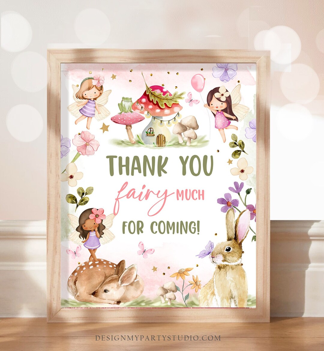 Fairy Birthday Party Sign Thank You Sign Favors Table Decor Magical ...