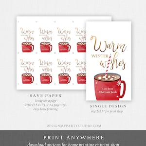 Editable Warm Wishes Tag Personalized Christmas Tag Hot Cocoa Tag ...