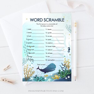 Editable Word Scramble Game Whale Nautical Baby Shower Search - Etsy