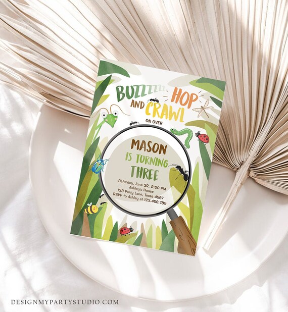 Editable Bug Birthday Invitation Insect Party Bugging Outdoor bug Hunt ...