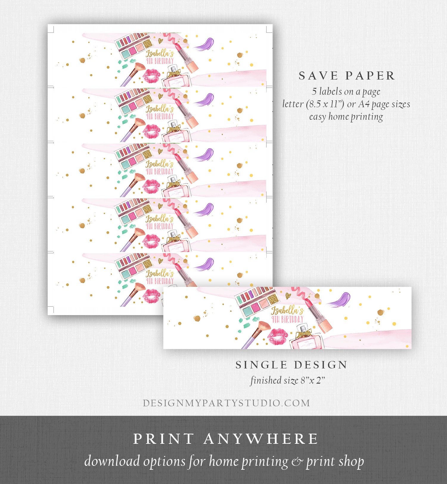 Editable Spa Party Water Bottle Labels Spa Birthday Party Girl - Etsy