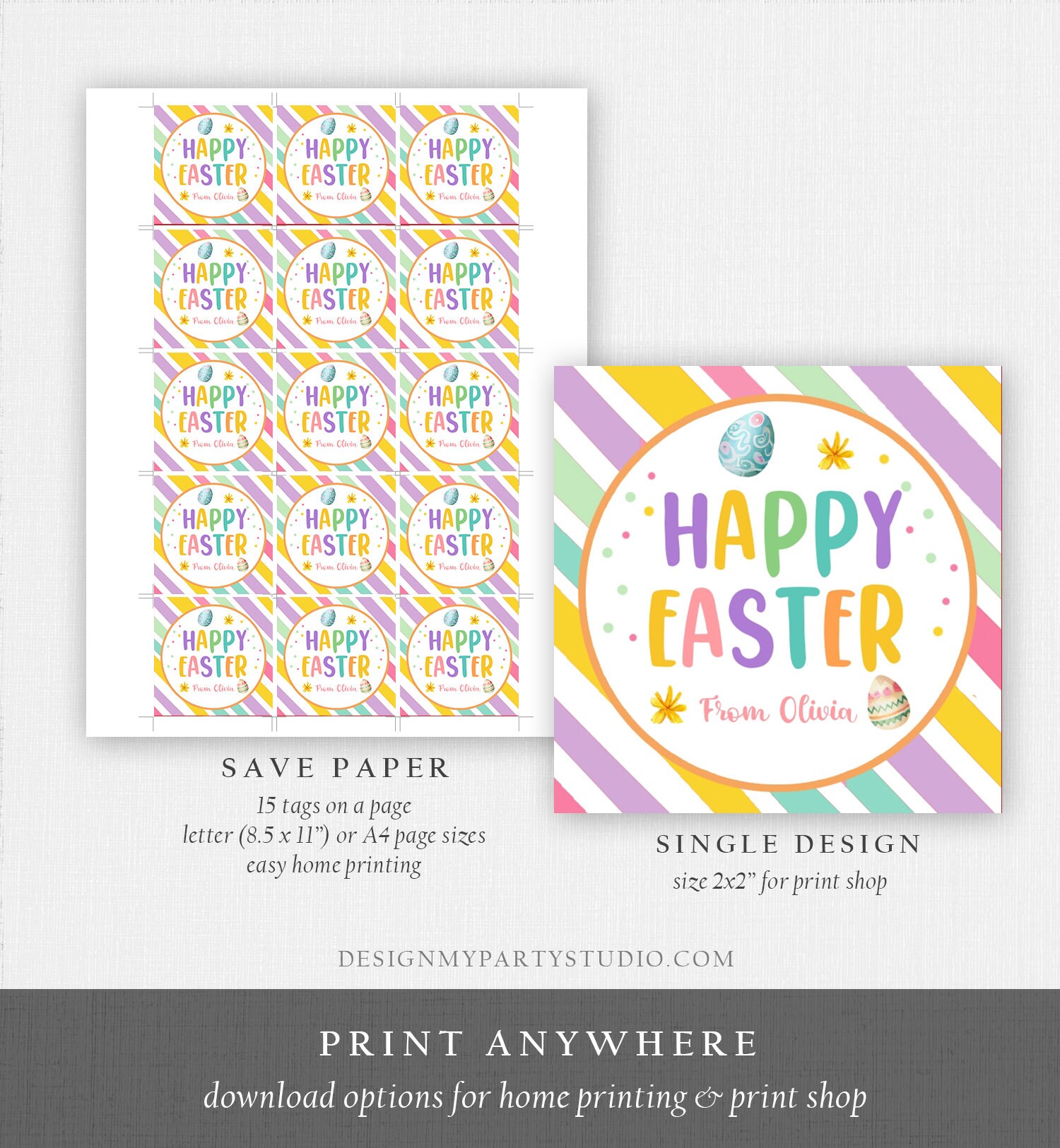 Editable Easter Gift Tags Happy Easter Teacher Appreciation Classroom ...