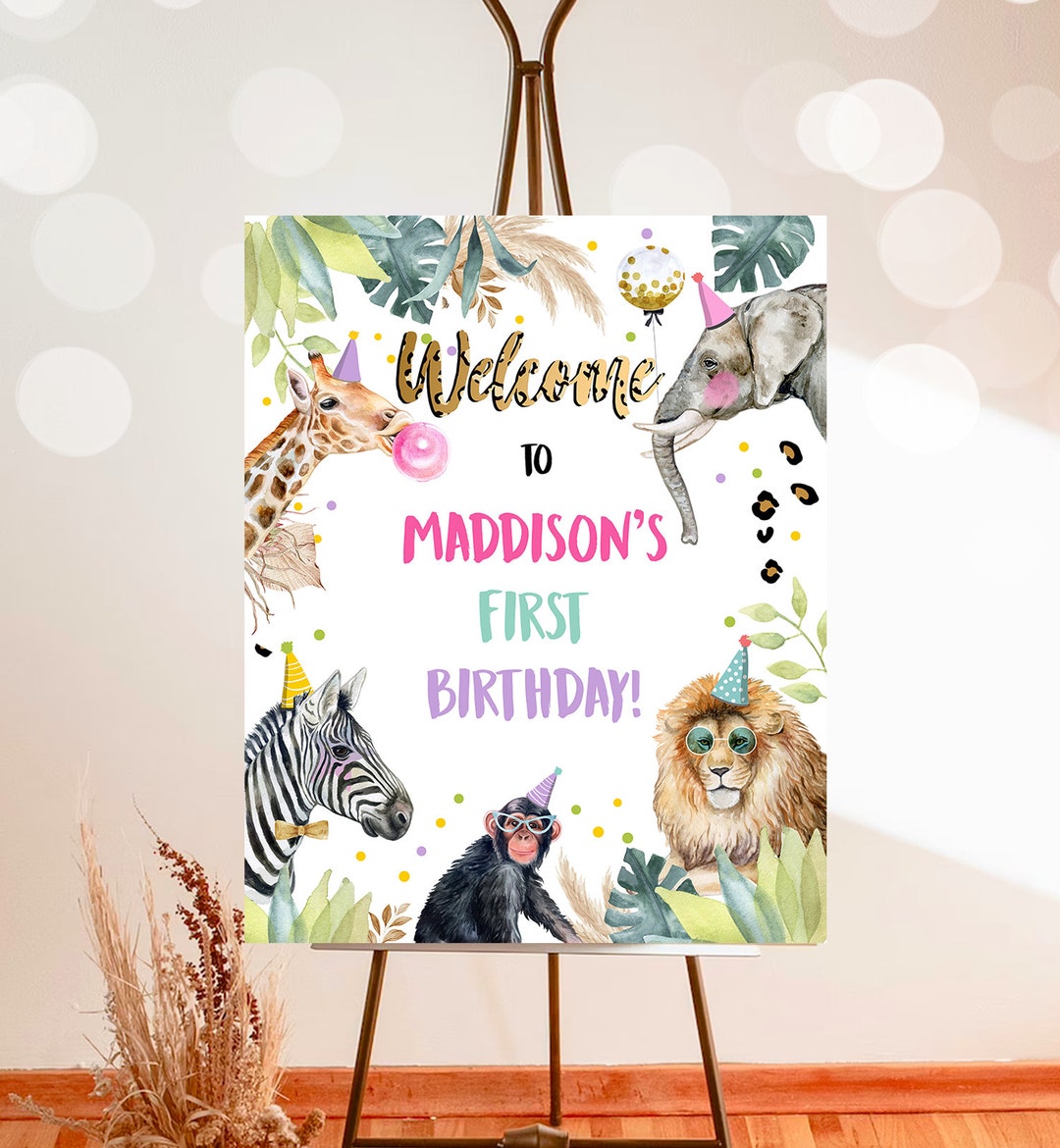 Editable Party Animals Welcome Sign Party Animal Sign Zoo - Etsy