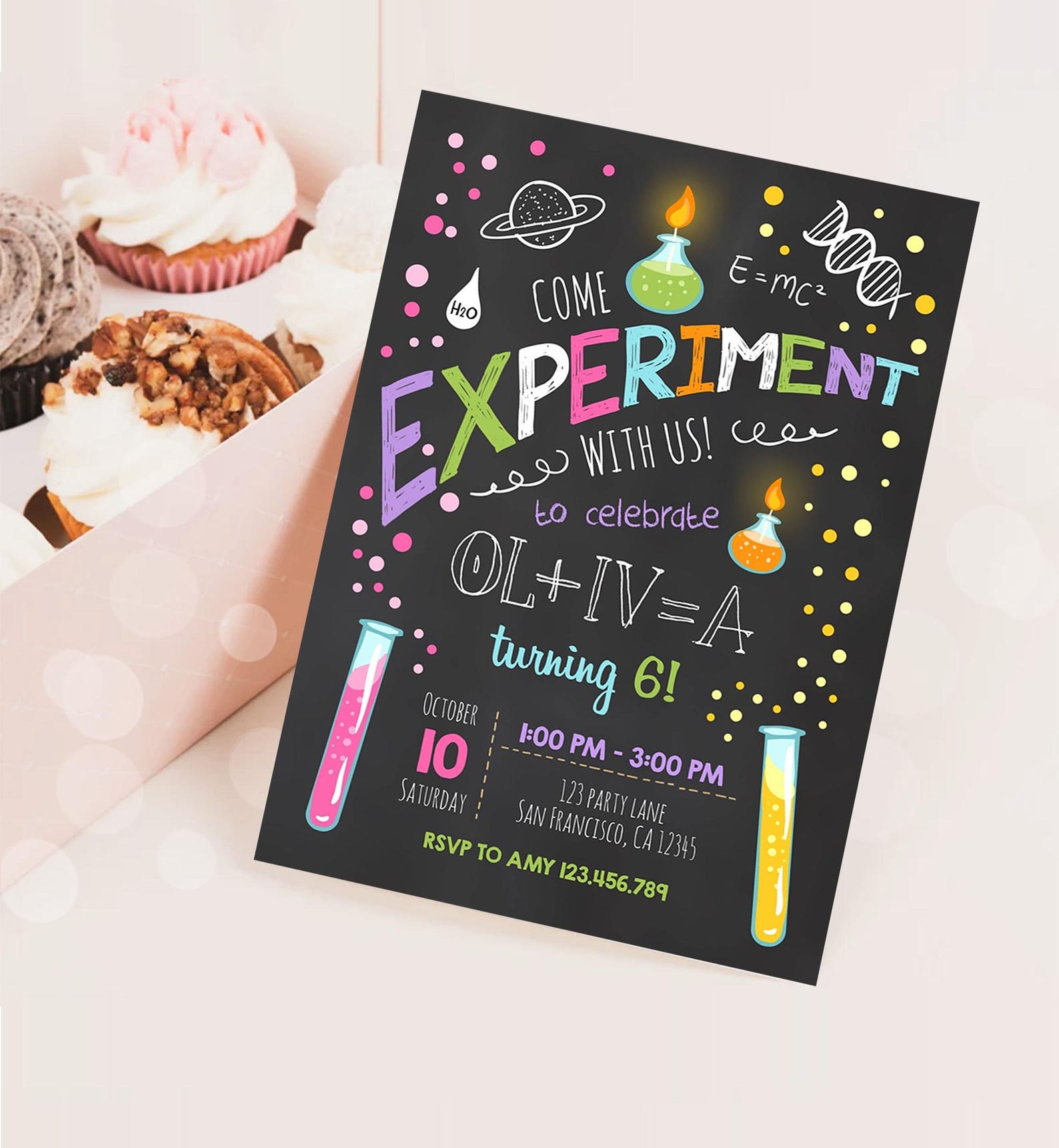 Editable Science Experiment Birthday Invitation Girl Science Party Mad ...